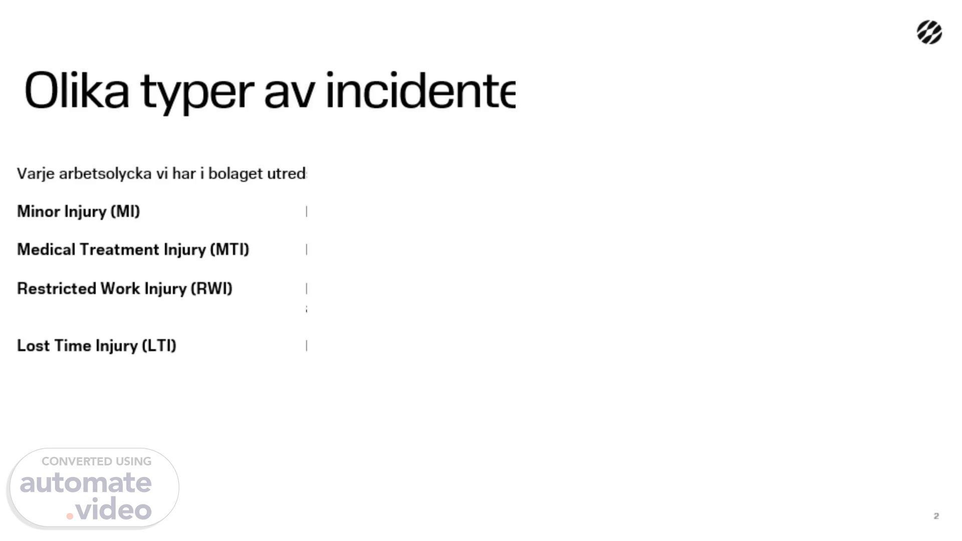 Rapportering av incidenter | Automate.video